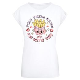 F4NT4STIC T-Shirt 'Time Fries when I am with you Valentinstag' Damen Gr&ouml;&szlig;e XXL gelb / lila / rosa / wei&szlig;