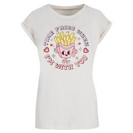 F4NT4STIC T-Shirt 'Time Fries when I am with you Valentinstag' Damen Gr&ouml;&szlig;e S sand / gelb / flieder / rosa