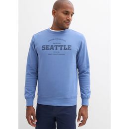 bonprix Sweatshirt aus reiner Bio-Baumwolle (2er Pack), blau, Gr.64/66 (3XL), 2er Pack Sweatshirts mit angesagtem Druck auf der Brust, aus 100% Baumwolle