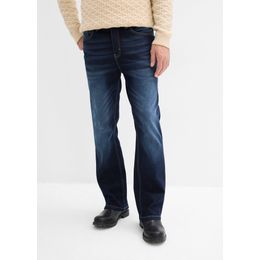 bonprix Classic-Fit-Jeans mit Dehnbund Straight, blau, Gr.34, Klassische Bootcut-Jeans mit bequemer Comfort-Fit-Bundl&ouml;sung und dezenten Used-Effekten &ndash; zeitloser Stil f&uuml;r jeden Tag., 98% Baumwolle