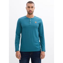 bonprix Langarm-Henleyshirt aus reiner Bio-Baumwolle (2er Pack), petrol, Gr.56/58 (XL), Angesagte Henleyshirt-Packung mit sch&ouml;nen Lederimitat-Details, maschinenwaschbar, aus 100% Baumwolle