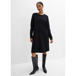 bonprix Shirtkleid in A-Linie aus Viskose-Mix, schwarz, Gr.44/46 (L), Oversize Shirtkleid mit langen &Auml;rmeln und zwei seitlichen Eingrifftaschen in A-Linie, aus Viskose