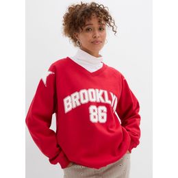 bonprix Oversize-Sweatshirt aus weichem Baumwoll-Mix, rot, mit Baumwolle