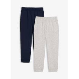 bonprix Jogginghose aus weichem Baumwoll-Mix (2er Pack), blau, Gr.92, Jungen Jogginghose im praktischen 2er Pack, innen weich angeraut, dunkelblau: 60% Baumwolle