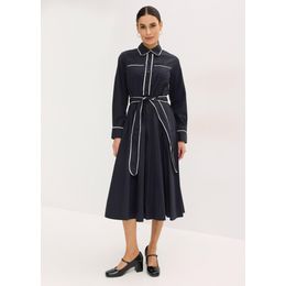 bonprix Hemdblusenkleid aus Baumwoll-Popeline mit b&uuml;gelfreier Ausr&uuml;stung, schwarz, 100% Baumwolle
