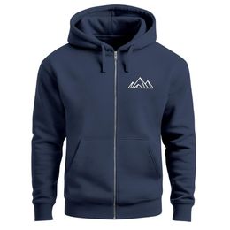 Neverless Zip-Up Hoodie 'Berg Polygon' male Blue size 4XL