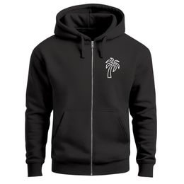 Neverless Zip-Up Hoodie 'Palm Lineart' male Black size XS
