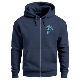 Neverless Zip-Up Hoodie 'Palm Lineart' male Blue size S
