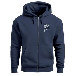 Neverless Zip-Up Hoodie 'Palm Lineart' male Blue size XXL