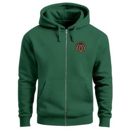 Neverless Zip-Up Hoodie 'B&auml;ume Badge' male Green size XS