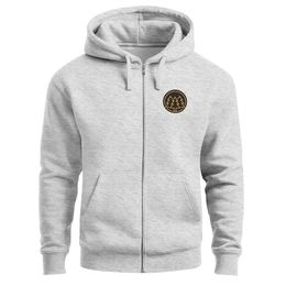 Neverless Zip-Up Hoodie 'B&auml;ume Badge' male Grey size M