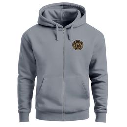 Neverless Zip-Up Hoodie 'B&auml;ume Badge' male Grey size L