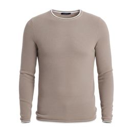 Ombre Pullover 'OM-SWSW-0103' Herren Gr&ouml;&szlig;e L taupe / wei&szlig;