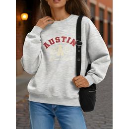 Gorhey Sweatshirt 'Women's Crew Neck Sweatshirt with Print, Loose Long Sleeve Fleece Pullover' female Grey size XS