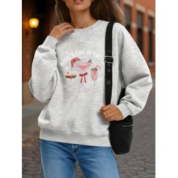 Gorhey Sweatshirt 'Women's Casual Printed Sweatshirts, Long Sleeve Loose Pullover Top' female Grey size M