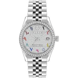 Philipp Plein Uhr Damen Gr&ouml;&szlig;e One Size dunkelbraun / grau / feuerrot / silber