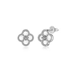 Rougemont Jewellery Earrings 'Gl&uuml;cksbringer Kleeblatt Ohrstecker 925 Sterling Silber' female White size One Size
