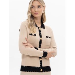 Passioni Strickjacke 'Cardigan mit Kontrastn&auml;hten' Damen Gr&ouml;&szlig;e XXL beige