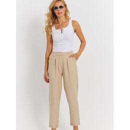 Cool & Sexy Pleat-Front Pants female Beige size S