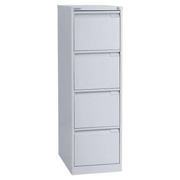 Bisley H&auml;ngeregistraturschrank, 1-bahnig, 4 Sch&uuml;be, DIN A4, wei&szlig;aluminium