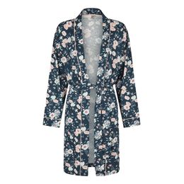 By Louise Short Bathrobe 'By Louise Damen Morgenmantel Bademantel lang mit G&uuml;rtel Blumen Print' female Blue size M