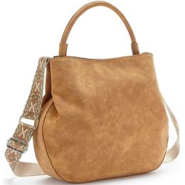 Handtasche Vivance "Umh&auml;ngetasche", Damen, Gr. B/H/T: 32cm x 32cm x 9cm, braun (camelfarben), Lederimitat, unifarben, Taschen Handtasche, Schultertasche, Henkeltasche im Western-Look, Crossbody Bag VEGAN