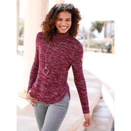 Rollkragenpullover Casual Looks "Pullover", Damen, Gr. 36, rot (bordeaux, meliert), 54% Baumwolle, 46% Polyacryl, meliert, unifarben, Pullover Rollkragenpullover