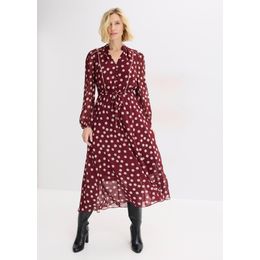 bonprix Chiffonkleid mit Kontrast-Pipings, rot