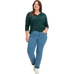 sheego by Joe Browns Damen Langarmshirt mit V-Ausschnitt tiefgr&uuml;n Gr&ouml;&szlig;e 40/42