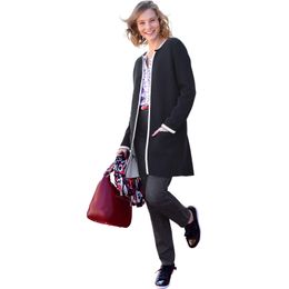 CR&Eacute;ATION L Damen Strickjacke mit fixiertem &Auml;rmelaufschlag schwarz-ecru Gr&ouml;&szlig;e 38