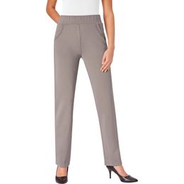 CR&Eacute;ATION L Damen Jerseyhose mit Ziersteinchen an den Taschen taupe Gr&ouml;&szlig;e 54