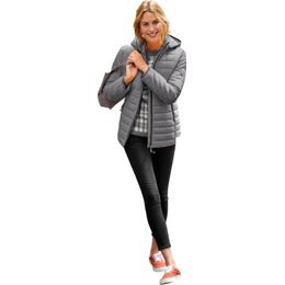 CR&Eacute;ATION L Damen Steppjacke mit kontrastfarbenen Akzenten grau Gr&ouml;&szlig;e 42