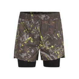 Newline Sportshorts 'Kansas' Damen Gr&ouml;&szlig;e L dunkelbraun / gelb / grau / schwarz