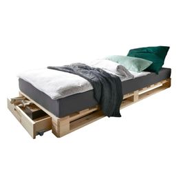 M&ouml;bel Kraft Palettenbett mit Stauraum holzfarben Ma&szlig;e (cm): B: 90 H: 14 &raquo; M&ouml;bel Kraft