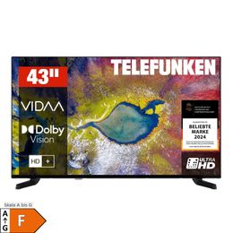 Telefunken D43U790B2CW Fernseher 43 Zoll Smart TV VIDAA (4K UHD, HDR Dolby Vision, HD+ 6 Monate, Triple-Tuner)