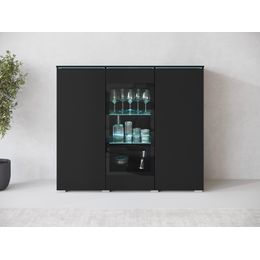 Highboard Inosign "Vera", schwarz (graphite schwarz matt), B:120cm H:103,3cm T:39,5cm, Sideboards, Highboard, Highboard mit 4 T&uuml;ren, 9 F&auml;chern, verglasten T&uuml;ren