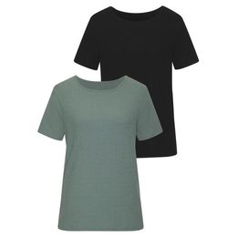 Vivance T-Shirt 'mit modischer Rippstruktur' mehrfarbig Gr. 44/46 f&uuml;r Damen. Mit Rundhals. Bequem. Nachhaltig.