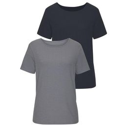 Vivance T-Shirt 'mit modischer Rippstruktur' mehrfarbig Gr. 44/46 f&uuml;r Damen. Mit Rundhals. Bequem. Nachhaltig.