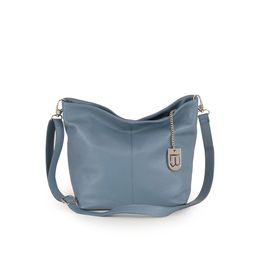 Lucca Baldi Leder-Schultertasche "Trapani" in Hellblau - (B)33 x (H)25 x (T)14 cm - 72% | Damen-taschen