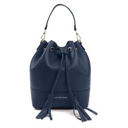 Lia Biassoni Leder-Henkeltasche "Ancinale" in Dunkelblau - (B)25 x (H)27 x (T)17 cm - 78% | Damen-taschen