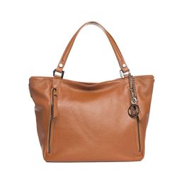 Lia Biassoni Leder-Schultertasche "Alserio" in Cognac - (B)42 x (H)26 x (T)14 cm - 74% | Damen-taschen