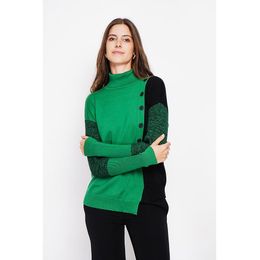 ASSUILI Pullover in Gr&uuml;n/ Schwarz - 65% | Gr&ouml;&szlig;e 42 | Damen-pullover-cardigans