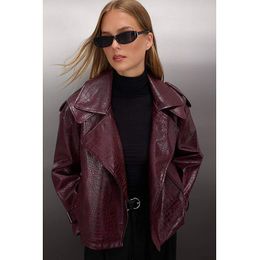 Trendyol Kunstlederjacke in Bordeaux - 52% | Gr&ouml;&szlig;e M | Damenjacken