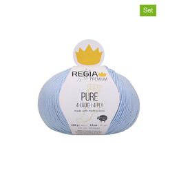 Regia 5er-Set: Wollgarne ''Premium Pure'' in Hellblau - 5x 100 g - 57% | Kreativbedarf-diy