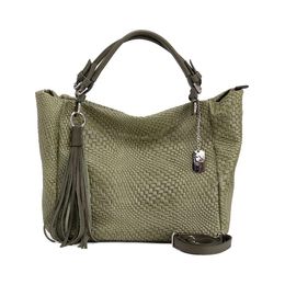 Anna Morellini Leder-Shopper "Solana" in Gr&uuml;n - (B)42 x (H)30 x (T)20 cm - 74% | Damen-taschen