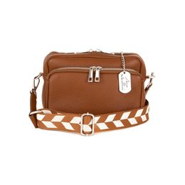 Anna Morellini Leder-Umh&auml;ngetasche "Erminia" in Hellbraun - (B)22 x (H)17 x (T)9 cm - 73% | Damen-taschen