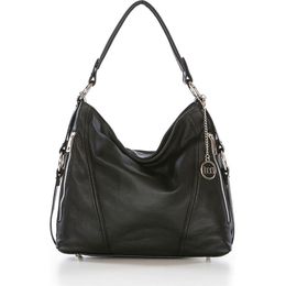 Mia Tomazzi Leder-Schultertasche "Castello" in Schwarz - (B)35 x (H)29 x (T)12 cm - 71% | Damen-taschen