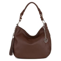 Lia Biassoni Leder-Schultertasche "Monate" in Dunkelbraun - (B)36 x (H)26 x (T)10 cm - 73% | Damen-taschen