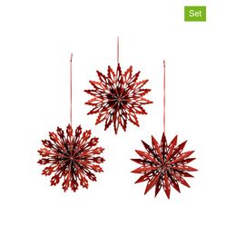 G. Wurm 12er-Set: Dekoh&auml;nger ''Snowflake'' in Rot - &Oslash; 10 cm - 14% | Wohndekoration