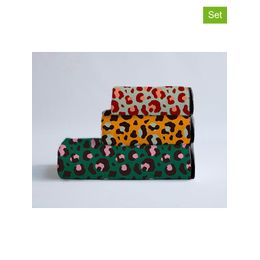 Madre Selva 3tlg. Handtuch-Set "Animal Print" in Orange/ Gr&uuml;n/ Mint - 58% | Badtextilien